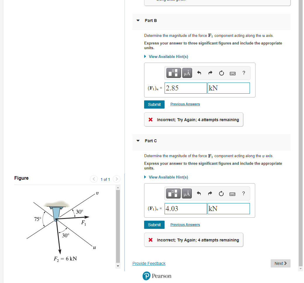 Part B Determine the magnitude of the force F1 | Chegg.com