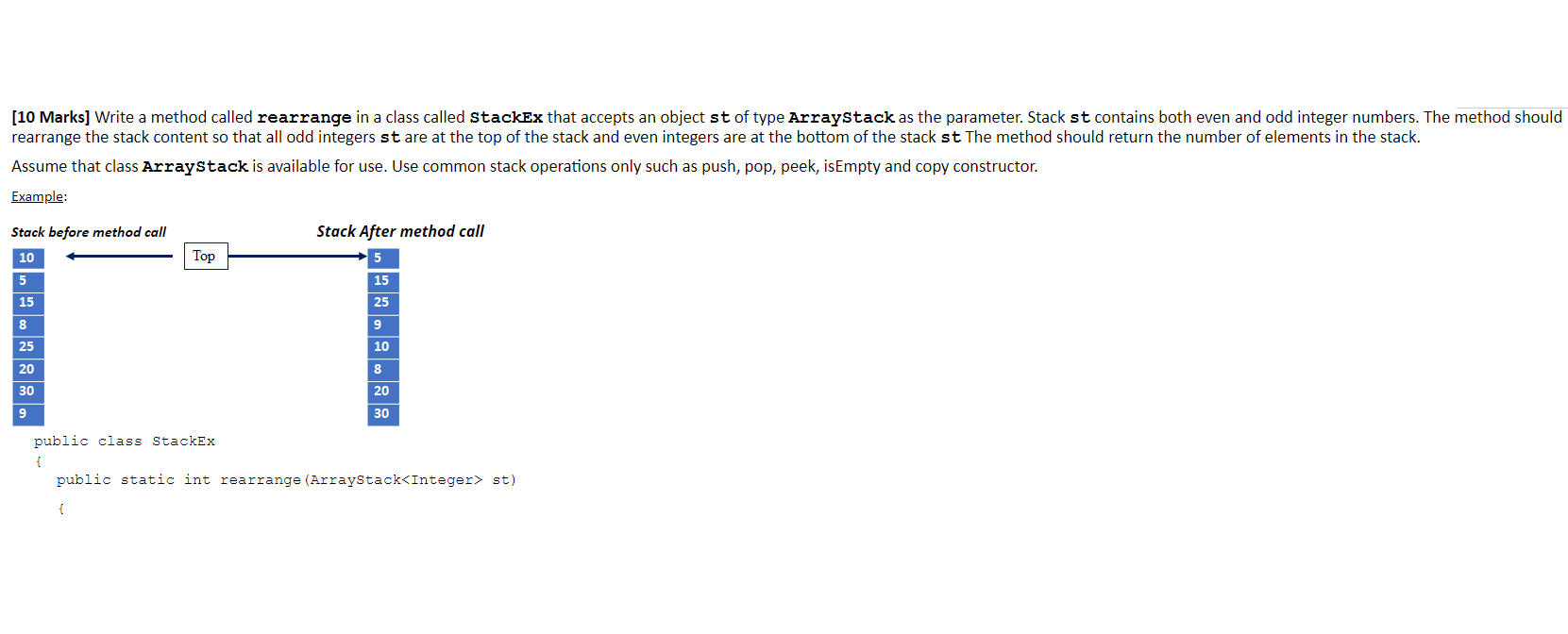 Solved (10 Marks] Write a method called rearrange in a class | Chegg.com