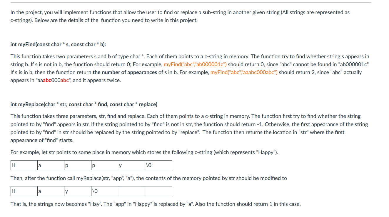 Solved c-strings). Below are the details of the function you | Chegg.com