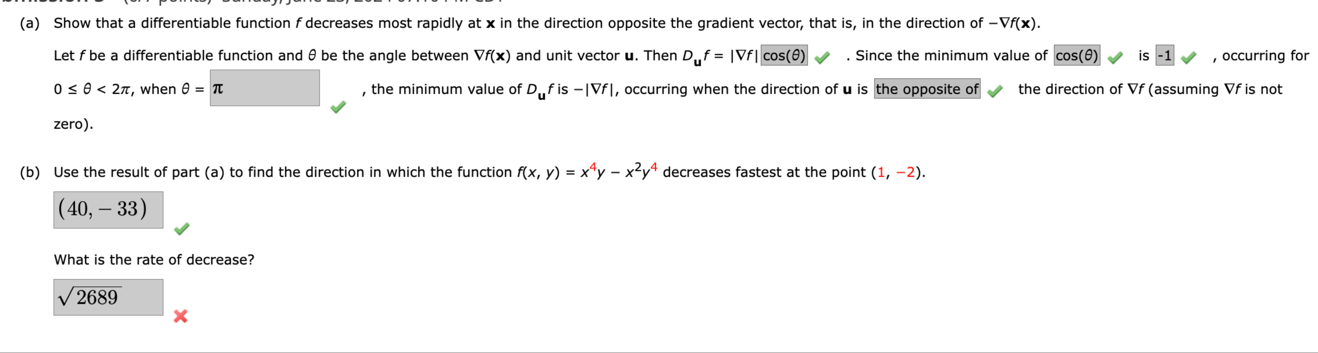 Solved (a) ﻿Show that a differentiable function f ﻿decreases | Chegg.com