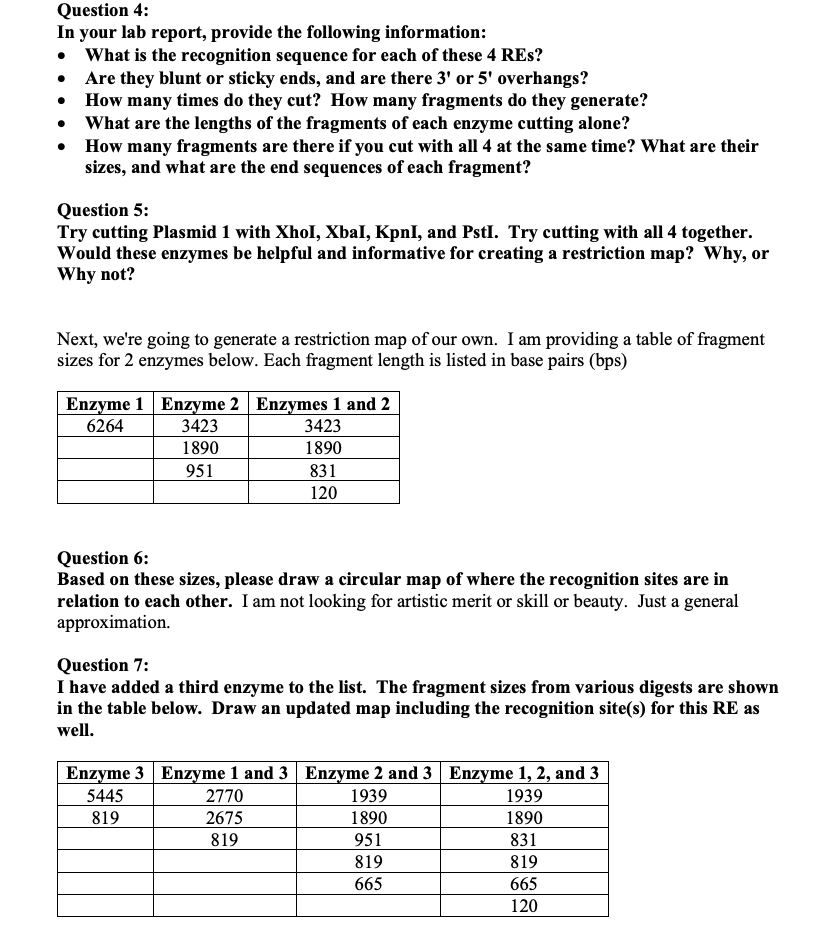 BIO 3321L GENETICS LAB #4: Restriction Mapping | Chegg.com