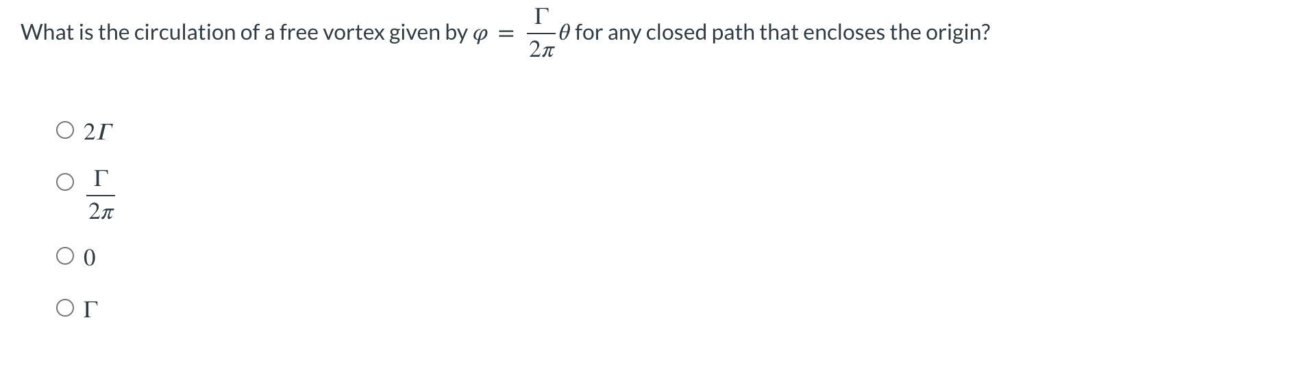 Solved What is the circulation of a free vortex given by | Chegg.com