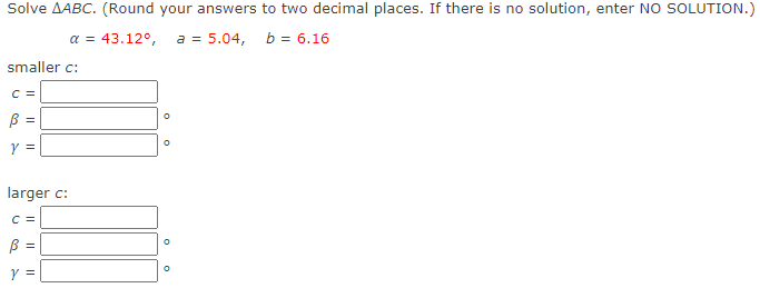 Solved Solve AABC. (Round your answers to two decimal | Chegg.com