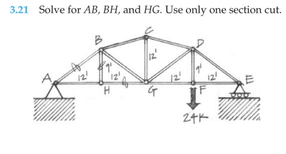 Solved 3.21 Solve for AB,BH, and HG. Use only one section | Chegg.com