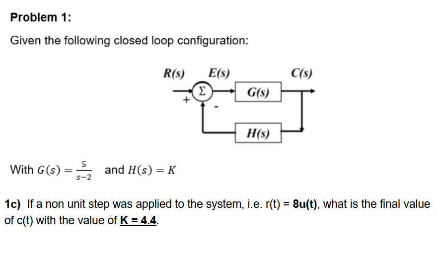 Solved Given the following closed loop configuration: With | Chegg.com