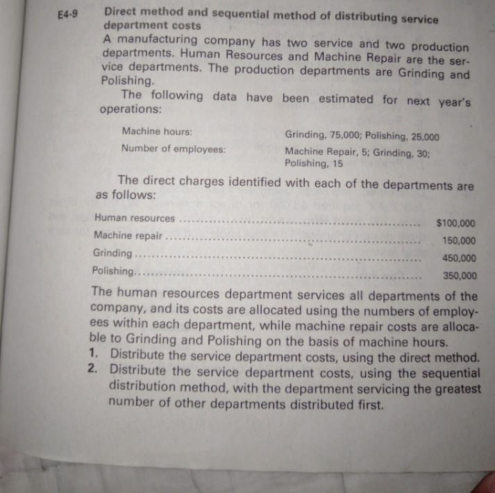 Solved E4-9 Direct method and sequential method of | Chegg.com