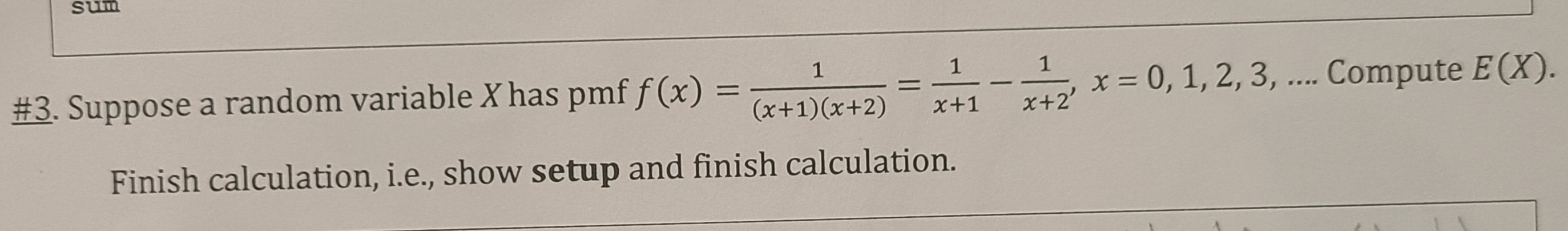 Solved \#3. Suppose a random variable X has pmf | Chegg.com
