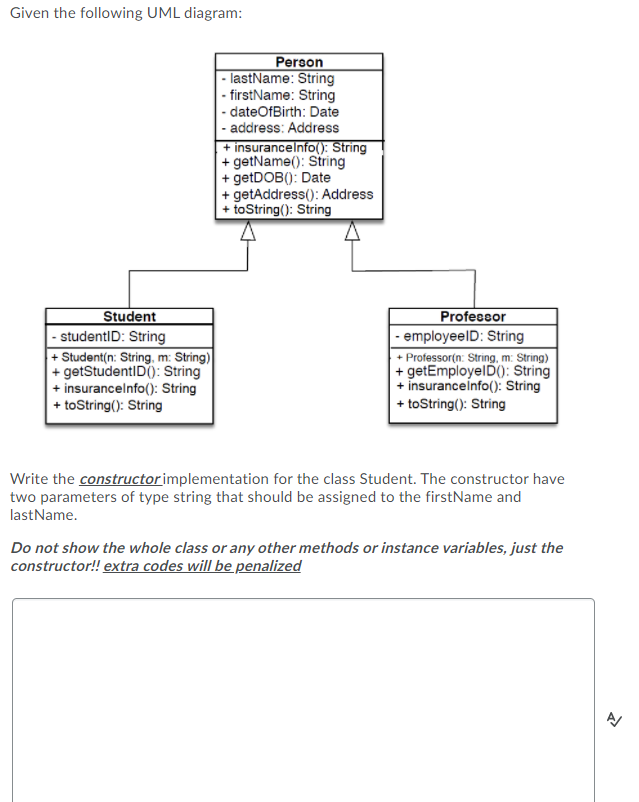 Solved Given the following UML diagram: Person - lastName: | Chegg.com