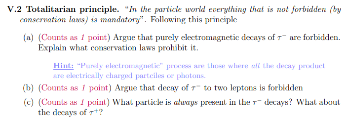 Solved V.2 Totalitarian principle. "In the particle world | Chegg.com