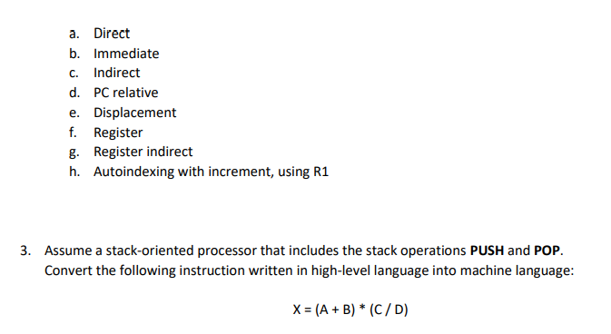 Solved 1. Given the following memory values and a | Chegg.com