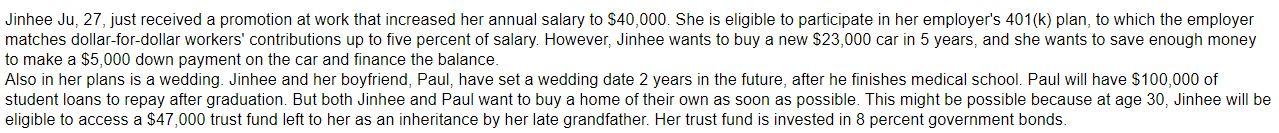 Solved Jinhee Ju. 27, just received a promotion at work that | Chegg.com