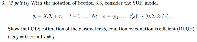 Solved 3. (3 points) With the notation of Section 3.3, | Chegg.com