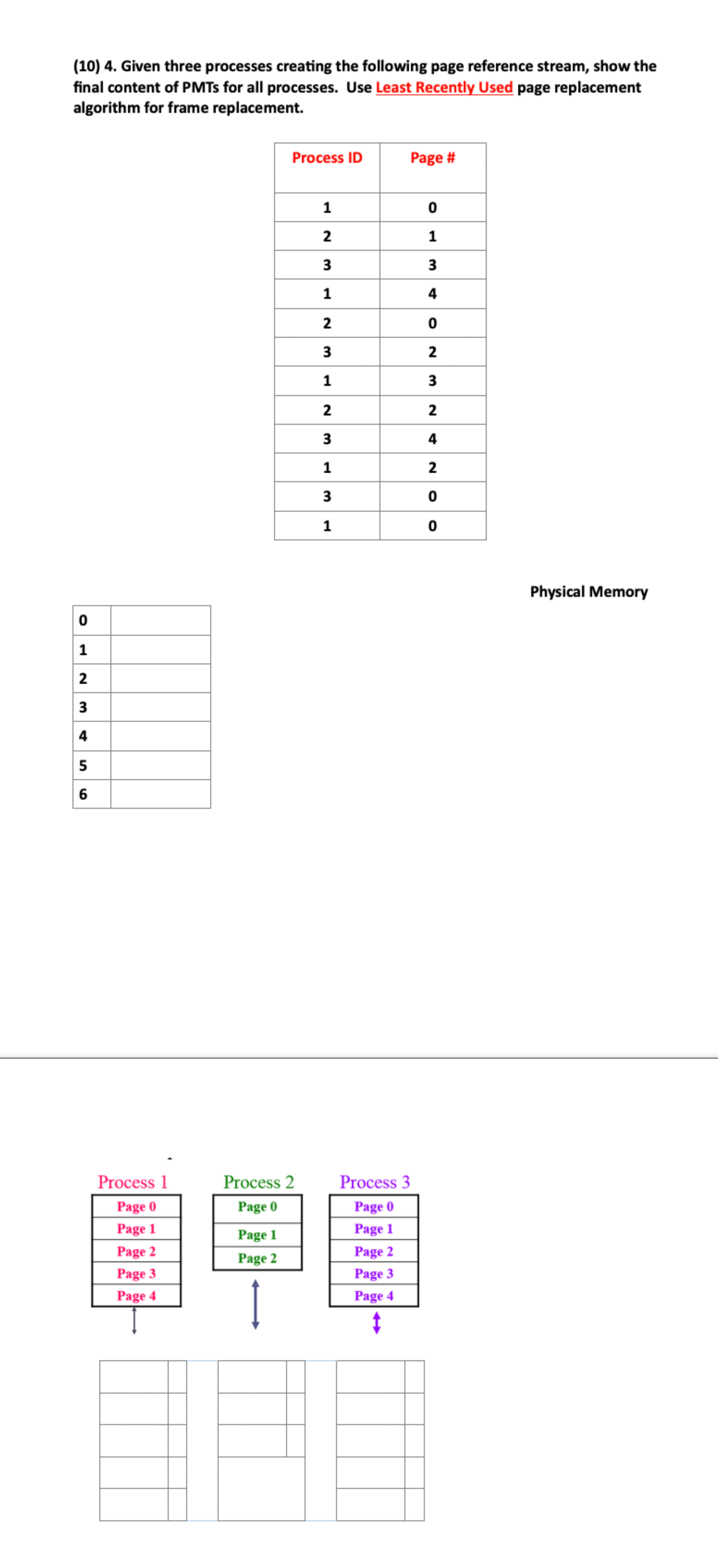 Solved (10) 4. ﻿Given three processes creating the following | Chegg.com