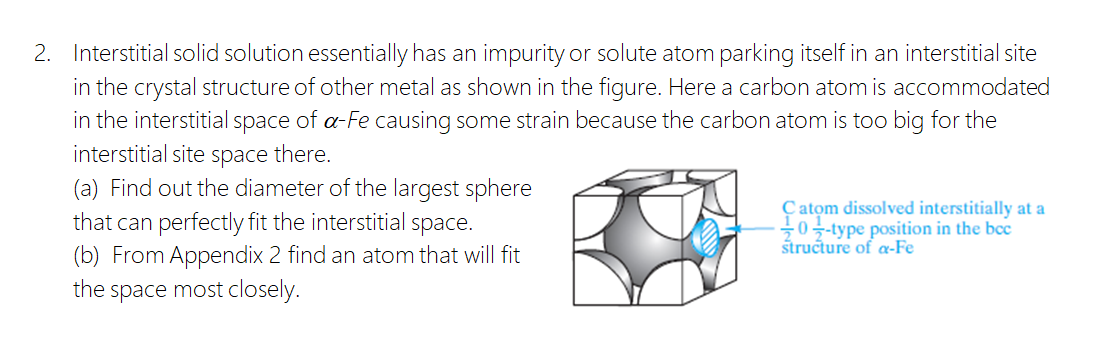 Solved 2. Interstitial solid solution essentially has an | Chegg.com