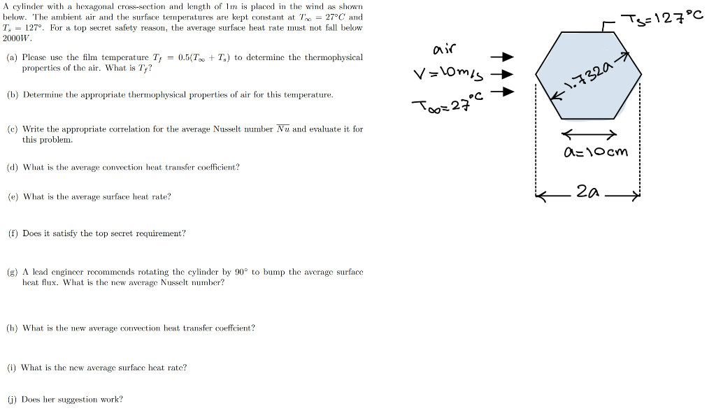 Solved A cylinder with a hexagonal cross-section and length | Chegg.com