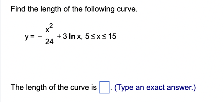 Solved Find the length of the following curve. | Chegg.com