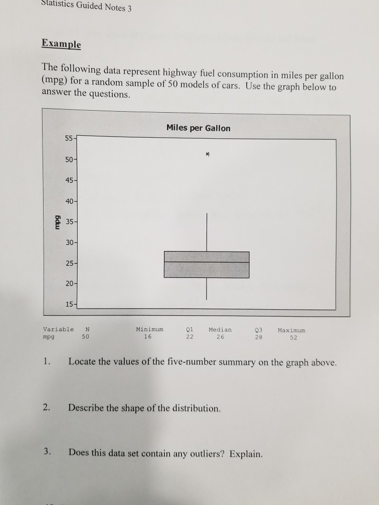 Solved Statistics Guided Notes 3 Example The following data | Chegg.com