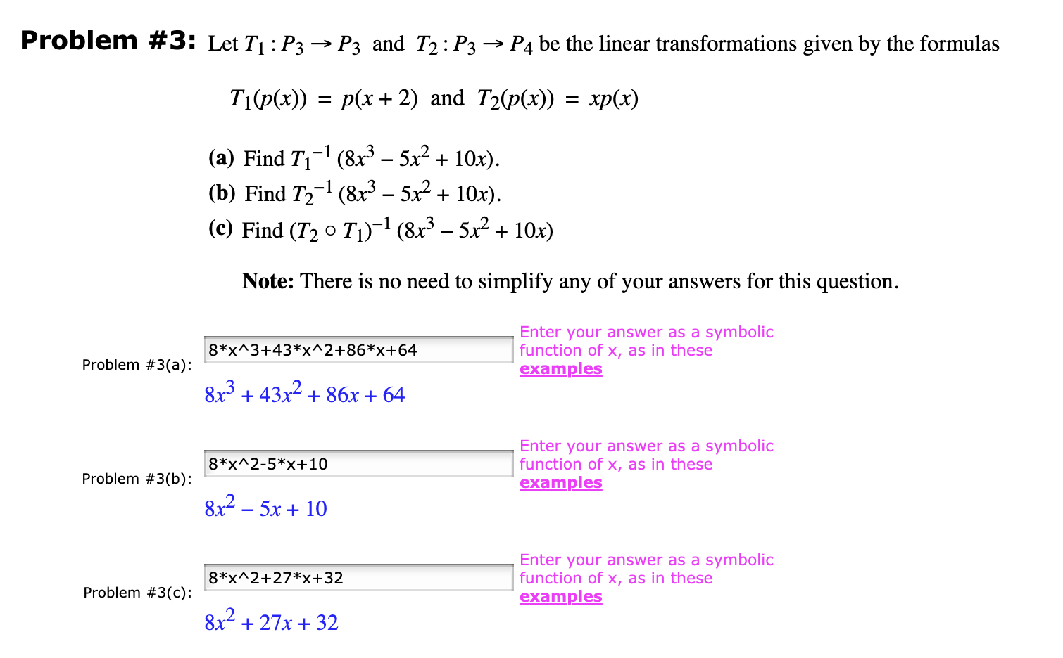 Solved Problem #3: Let T1:P3 → P3 and T2:P3 → P4 be the | Chegg.com