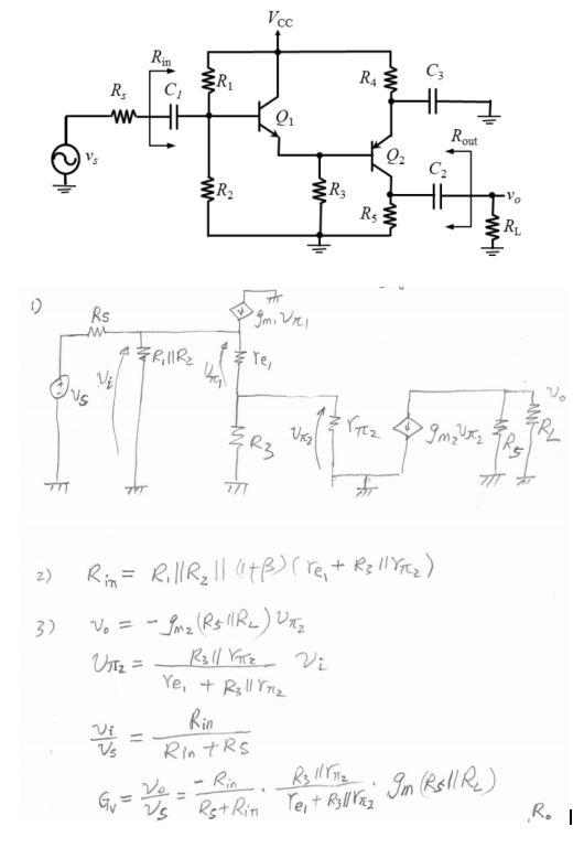 Solved 2) Find the mid-band Rin 3) Find the mid-band gain | Chegg.com