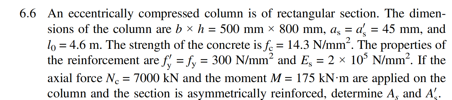 Solved = 6.6 An eccentrically compressed column is of | Chegg.com