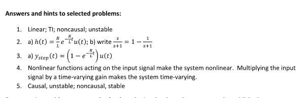 Solved Determine the step response ystep (t) for each of the | Chegg.com