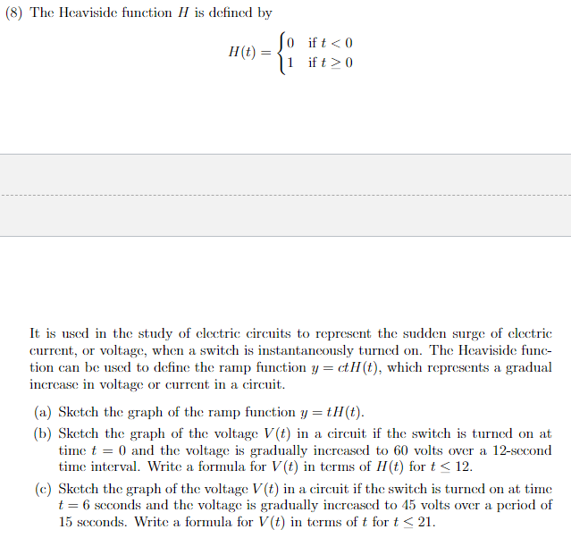 Solved (8) The Heaviside function H is defined by H(t)={01 | Chegg.com