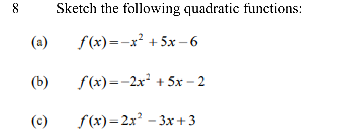 Solved Sketch the following quadratic functions: (a) | Chegg.com