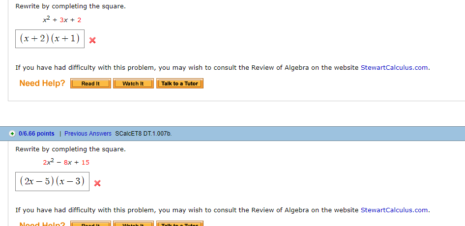 Solved Rewrite by completing the square x23x2 If you have | Chegg.com