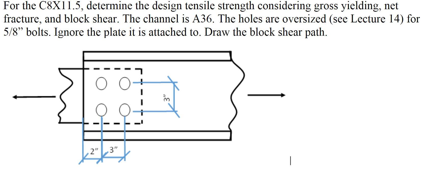 Solved For the C8X11.5, determine the design tensile | Chegg.com