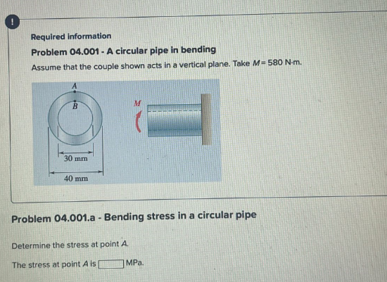 Solved Required information Problem 04.001 - A circular pipe | Chegg.com