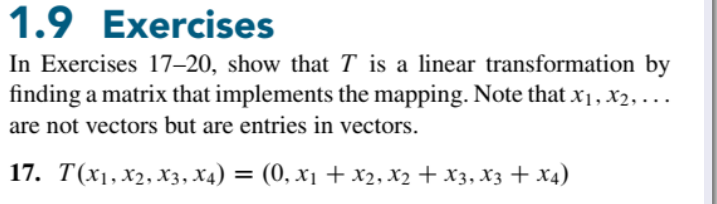 Solved 1.9 Exercises In Exercises 17-20, show that T is a | Chegg.com
