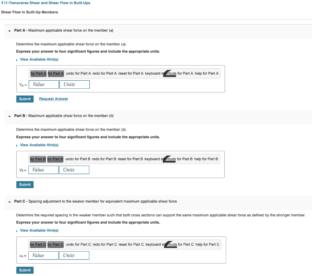 Solved ПPart A - Maximum applicable shear force on the | Chegg.com
