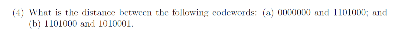Solved (4) What is the distance between the following | Chegg.com