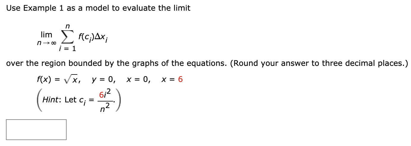 Use Example 1 as a model to evaluate the limit n lim | Chegg.com