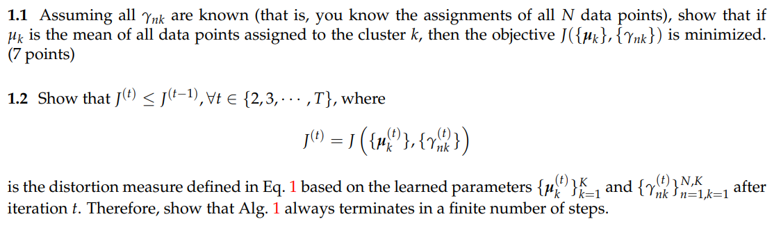 Solved Problem 1 K-means clustering Recall the K-means | Chegg.com