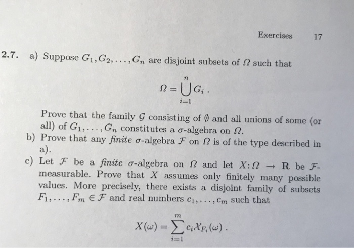Solved Exercises 17 2.7. a) Suppose G1,G2, . . . ,Gn are | Chegg.com
