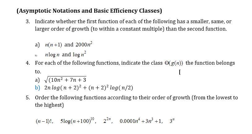 Solved Asymptotic Notations And Basic Efficiency Classes 