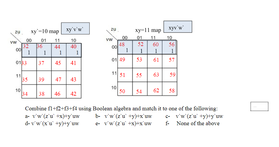 Solved 9- Use 4 four variable K-map to map a six variable | Chegg.com