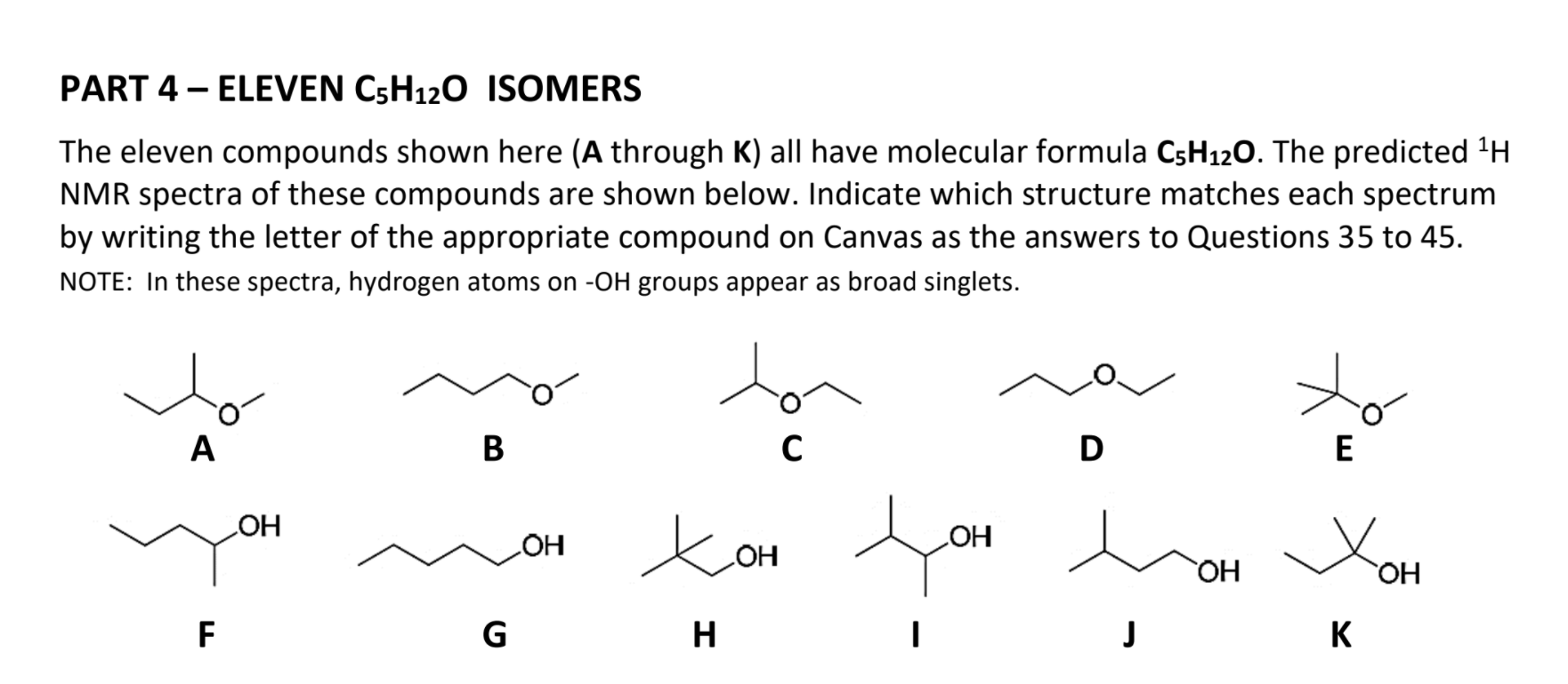 Solved PART 4 - ELEVEN C5H120 ISOMERS The eleven compounds | Chegg.com