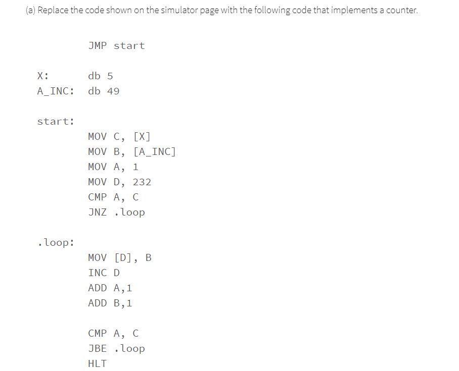 Solved https://schweigi.github.io/assembler-simulator/ | Chegg.com