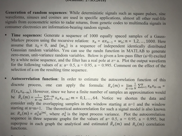 Solved Generation of random sequences: While deterministic | Chegg.com