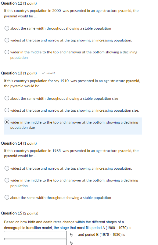 Solved Human population growth The ecology lesson included a | Chegg.com