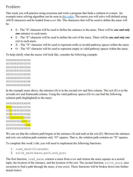 Solved Problem This week you will practice using recursion | Chegg.com