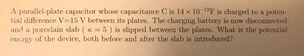 Solved A parallel-plate capacitor whose capacitance C is 14 | Chegg.com