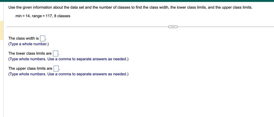 Solved Use the given information about the data set and the | Chegg.com