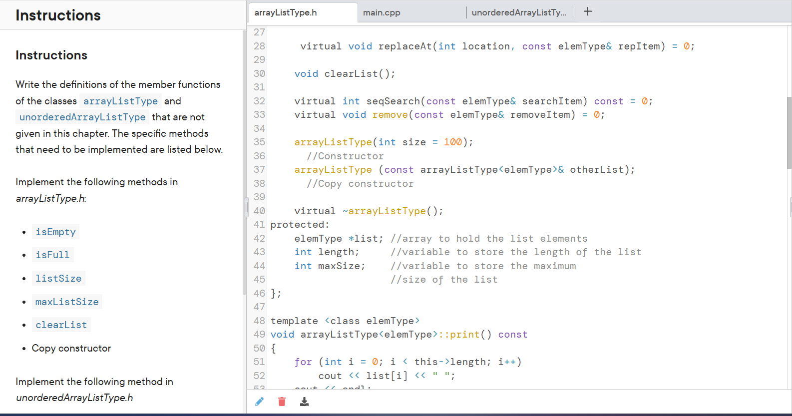 Solved Instructions Write the definitions of the member | Chegg.com