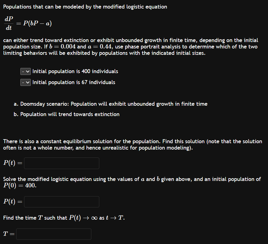 Solved Populations That Can Be Modeled By The Modified
