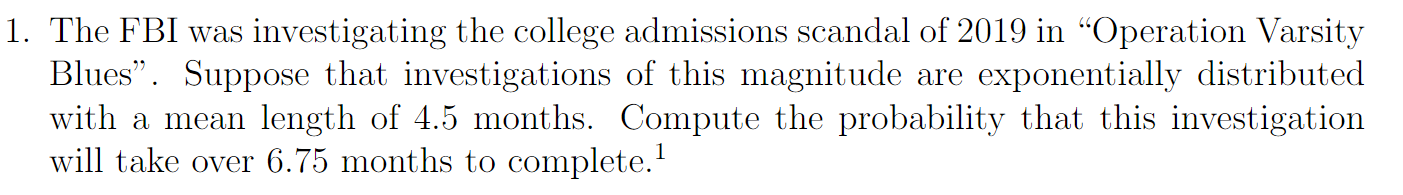 Solved 1. The FBI was investigating the college admissions | Chegg.com