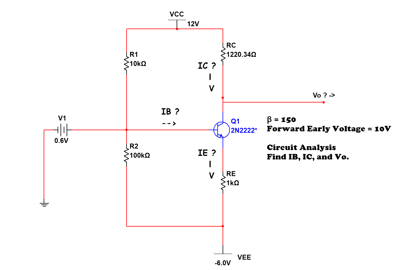 Solved Given R1, R2, RC, RE, Beta, VIN, VCC, and VEE, use | Chegg.com