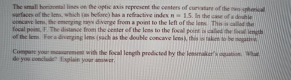 Solved The small horizontal lines on the optic axis | Chegg.com